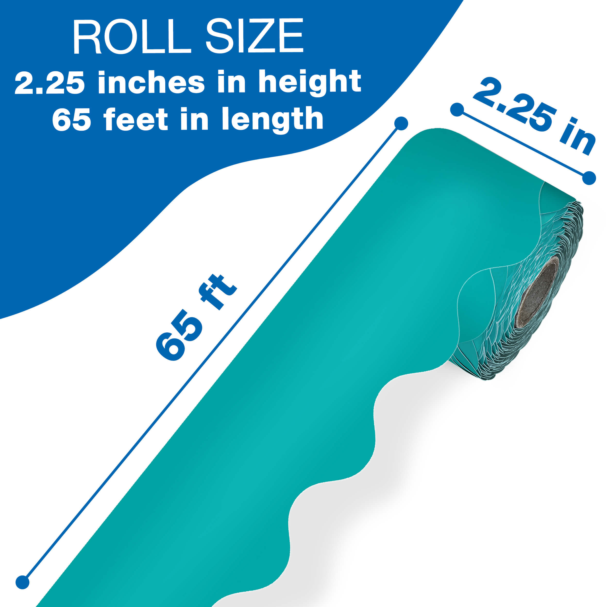 65' Teal Rolled Scalloped Bulletin Board Borders 65'
