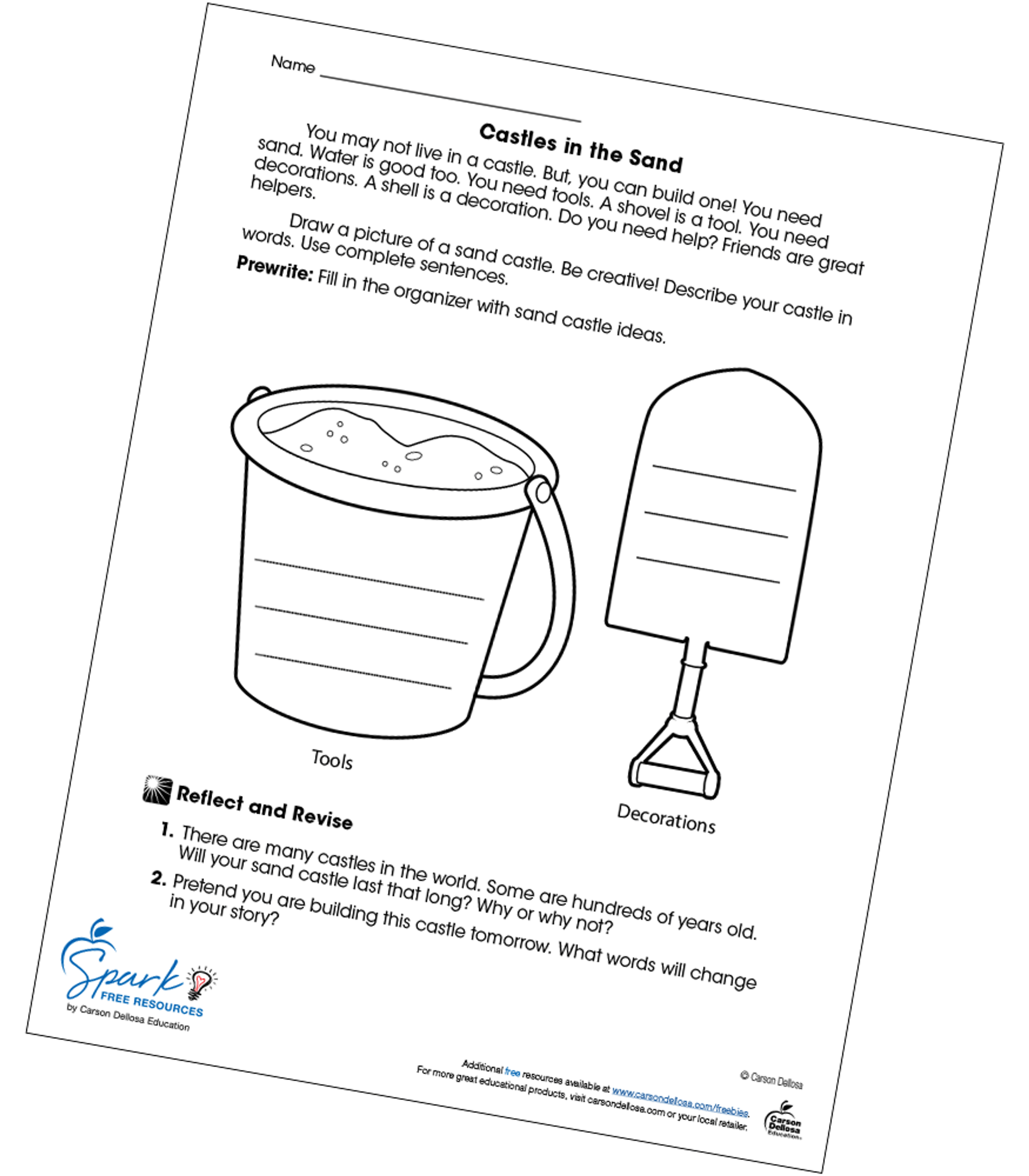 Evidence-Based Writing: Castles in the Sand Free Printable | Carson Dellosa