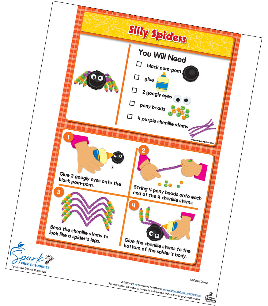 Silly Spiders Free Craft | Carson Dellosa