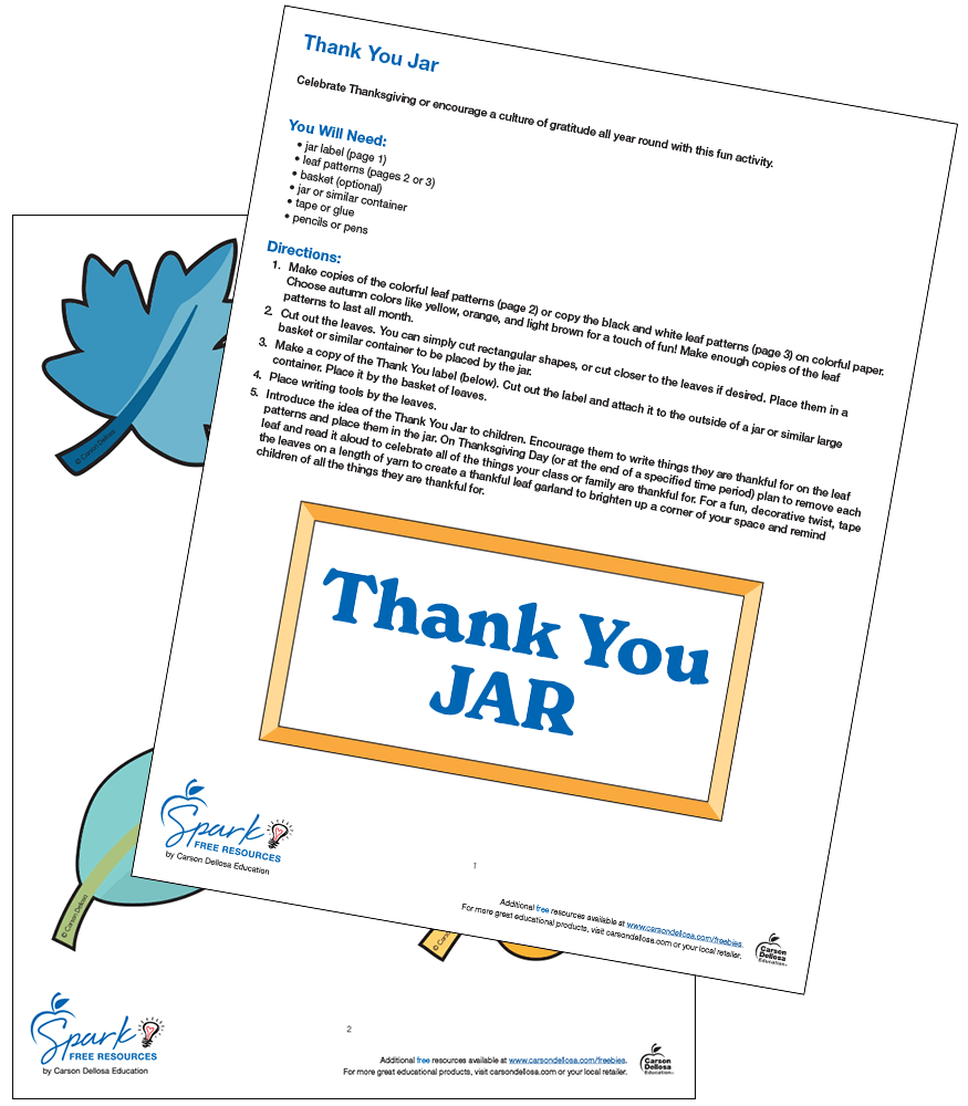 Thank You Jar Free Activity | Carson Dellosa