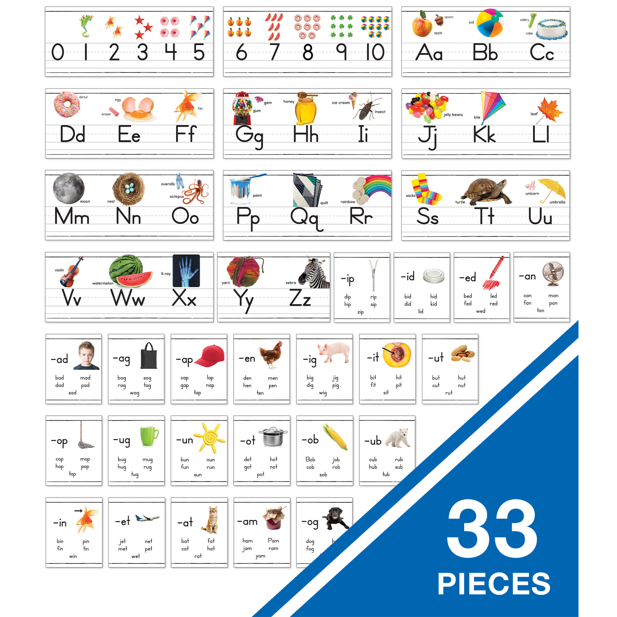 Grade PK-2 Photographic Alphabet Line: Manuscript Bulletin Board Set