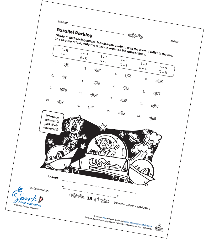 Astronaut Parking Division Free Printable | Carson Dellosa
