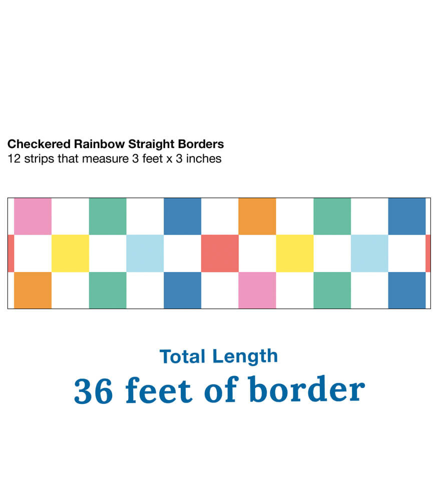 Checkered Rainbow Straight Bulletin Board Borders 36'