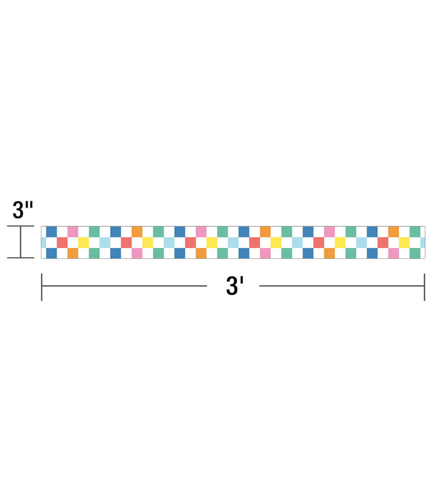 Checkered Rainbow Straight Bulletin Board Borders