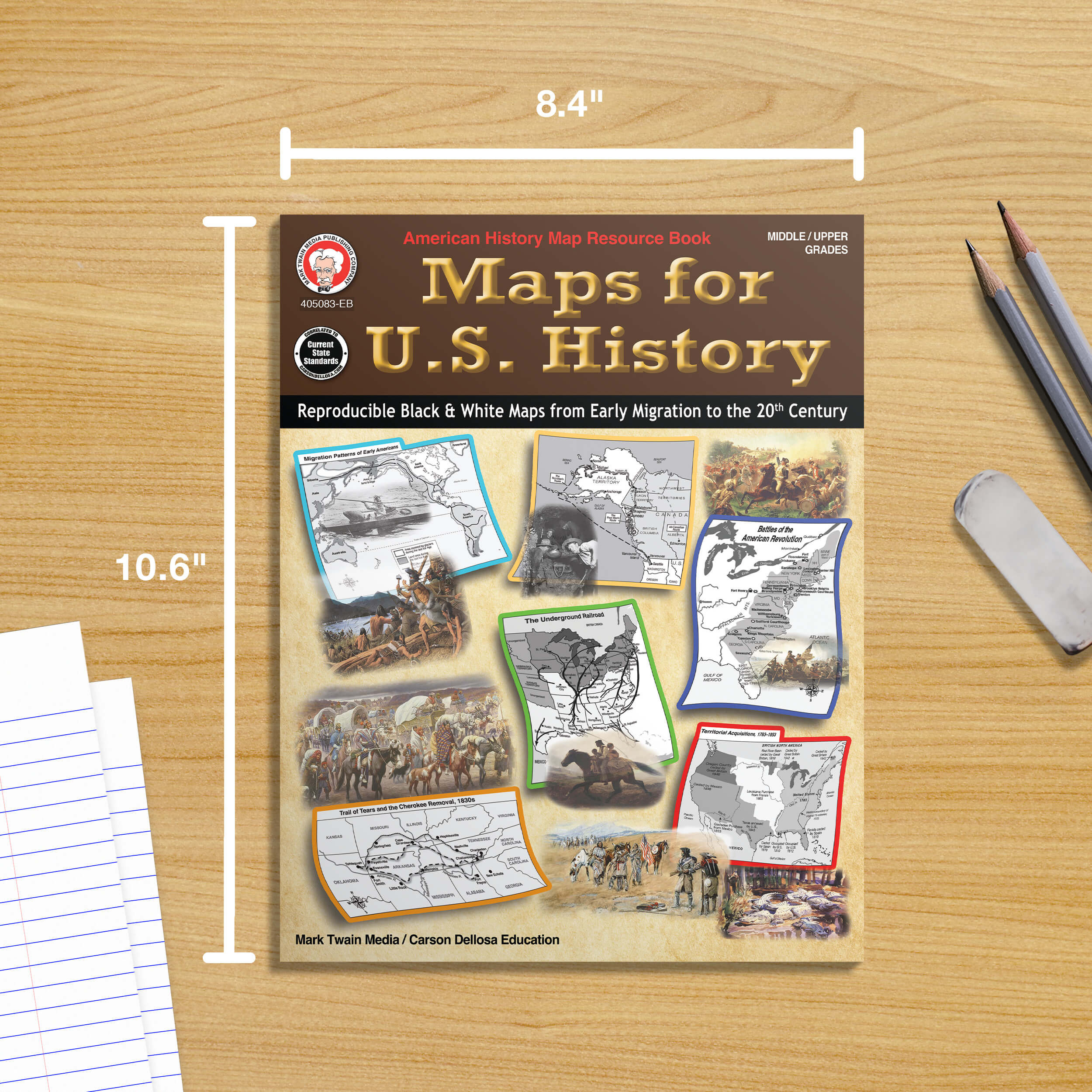 Grade 6-12 Maps for U.S. History Workbook Paperback