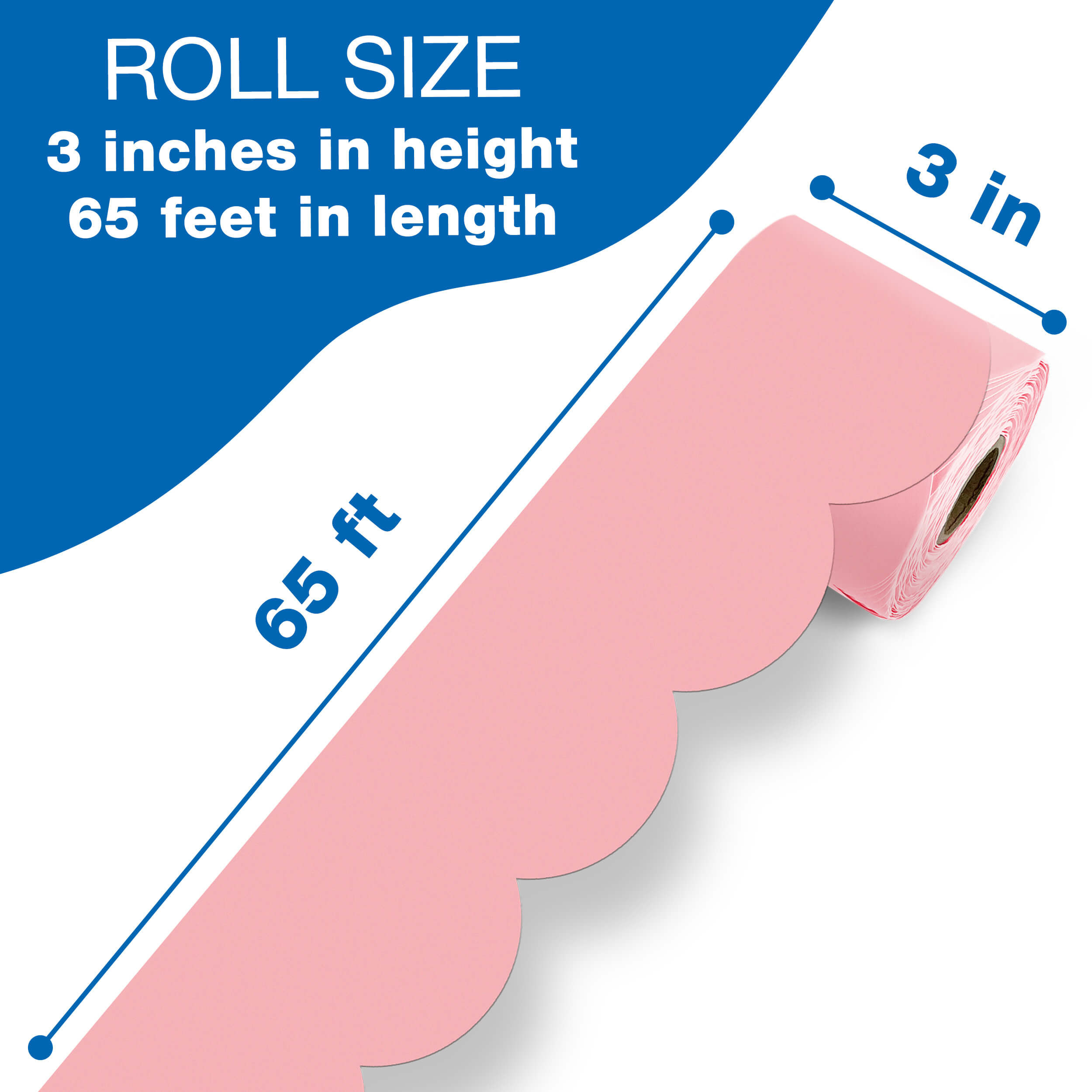 65' Dusty Rose Rolled Scalloped Bulletin Board Borders 65'