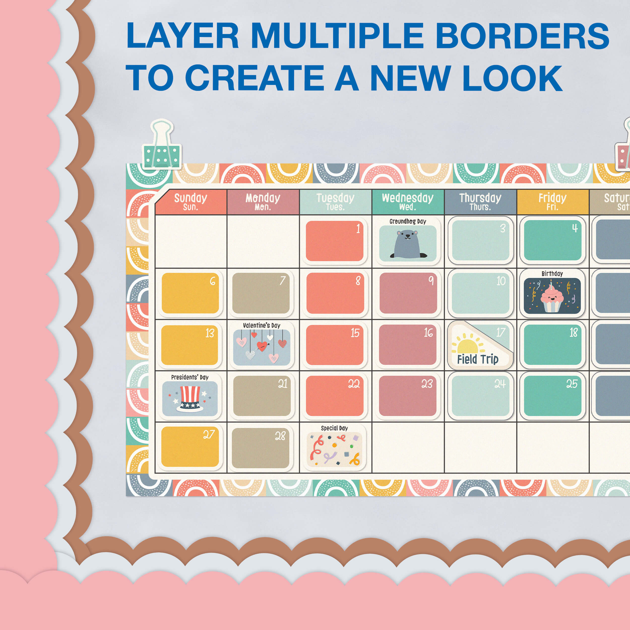 65' Dusty Rose Rolled Scalloped Bulletin Board Borders 65'