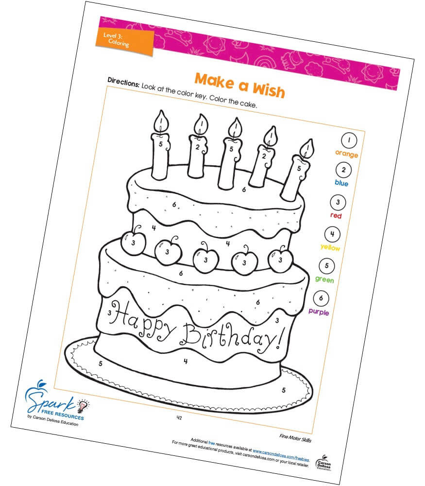 Birthday Make a Wish Color By Number Free Printable | Carson Dellosa