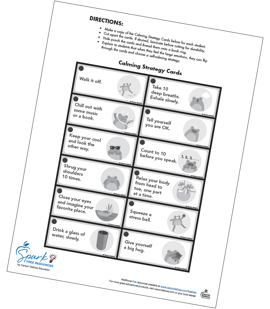 Calming Strategy Cards Free Printable | Carson Dellosa