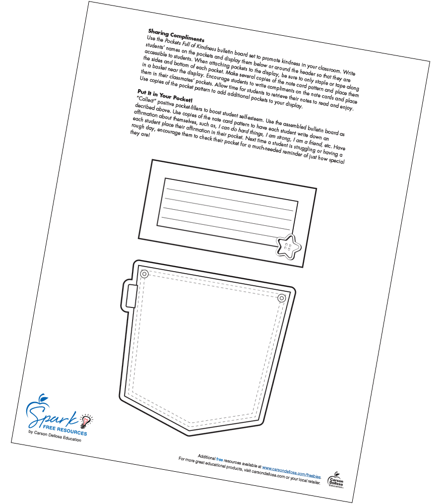 Pocket Self-Esteem Free Printable | Crafty and Cool | Carson Dellosa ...