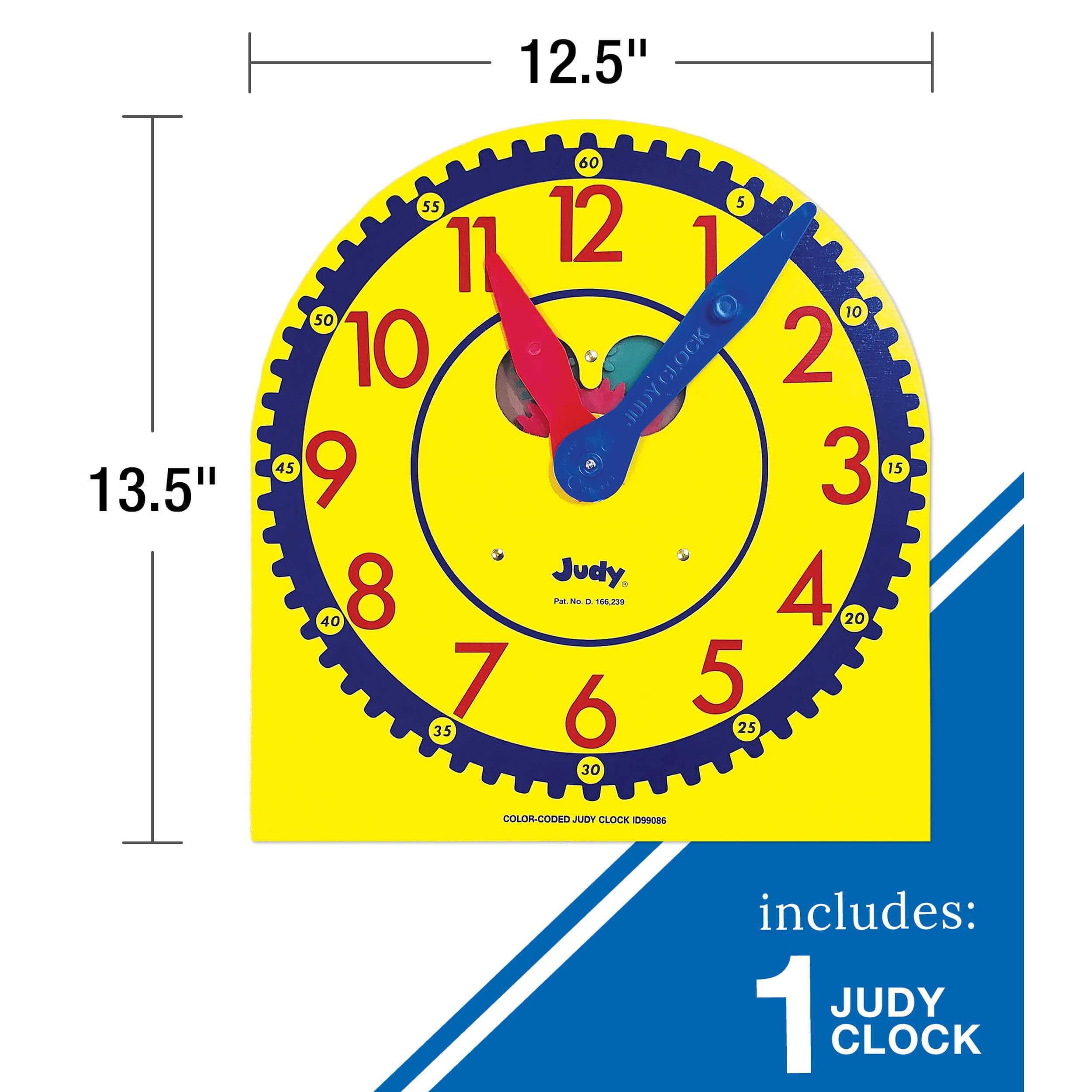 Grade K-3 13" x 12" Wooden Color-Coded Judy® Clock