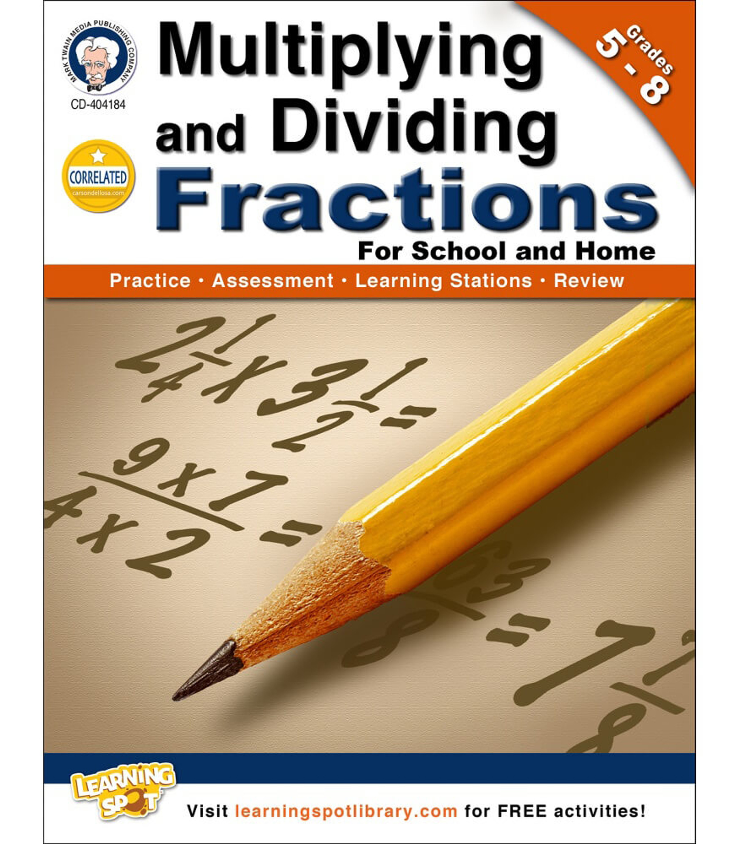 Multiplying and Dividing Fractions Workbook Grade 5-8 eBook