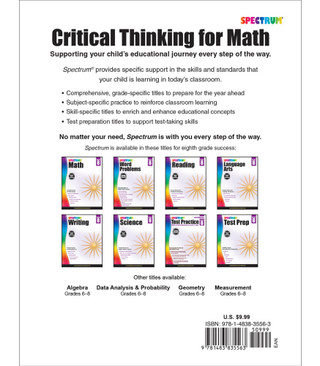 Grade 8 Spectrum Critical Thinking for Math Workbook Paperback