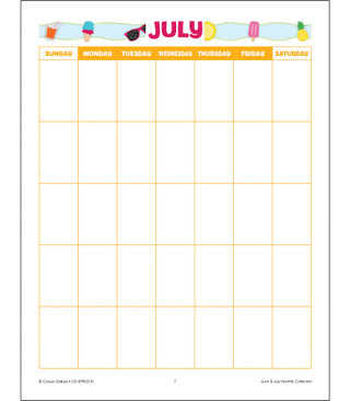 June and July Monthly Printable Collection Grade 1