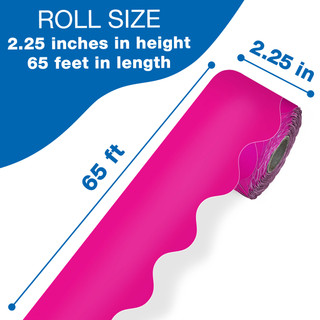65' Hot Pink Rolled Scalloped Bulletin Board Borders