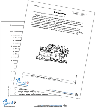 Independence Day Reading Comprehension Free Printable | Carson Dellosa