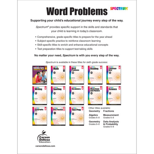 Grade 6 Spectrum Word Problems Workbook eBook (PDF)