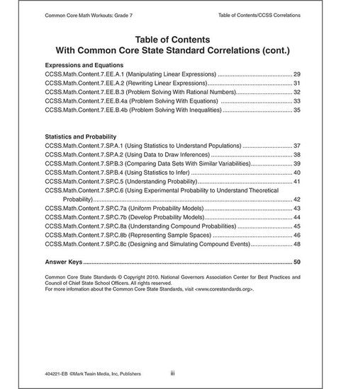 Grade 7 Common Core Math Workouts Resource Book Paperback