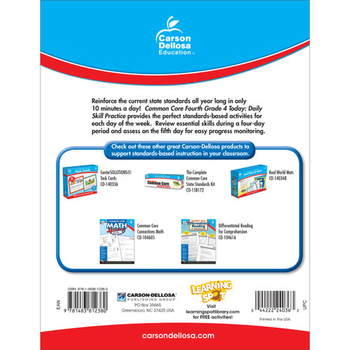 Grade 4 Common Core Fourth Grade 4 Today Workbook Paperback