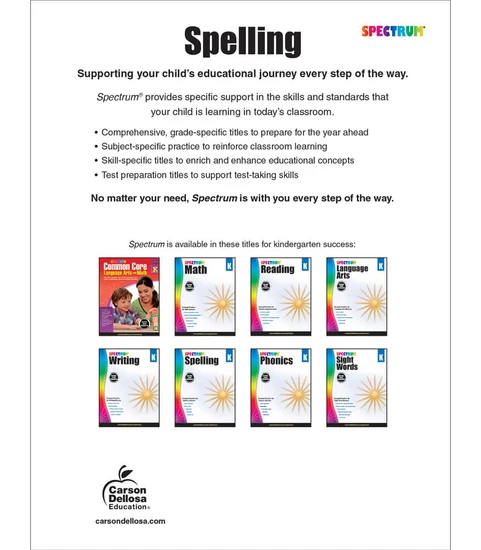 Grade K Spectrum Spelling Workbook Paperback