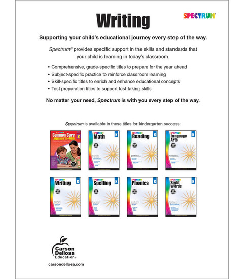 Grade K Spectrum Writing Workbook Paperback