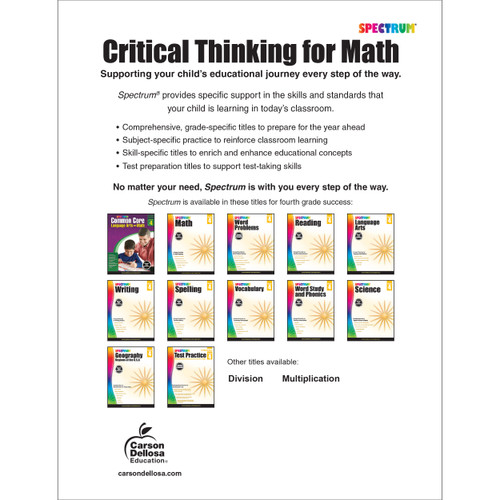 Grade 4 Spectrum Critical Thinking for Math Workbook eBook