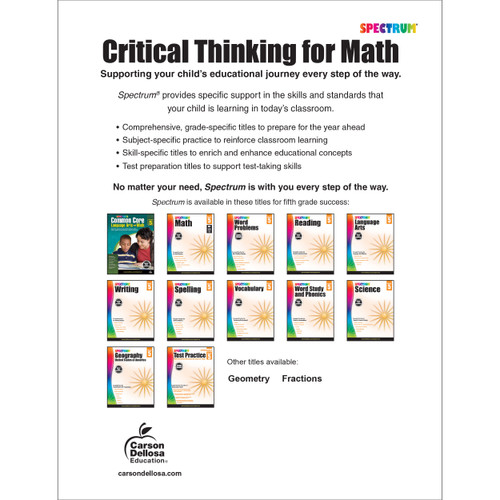 Grade 5 Spectrum Critical Thinking for Math Workbook eBook