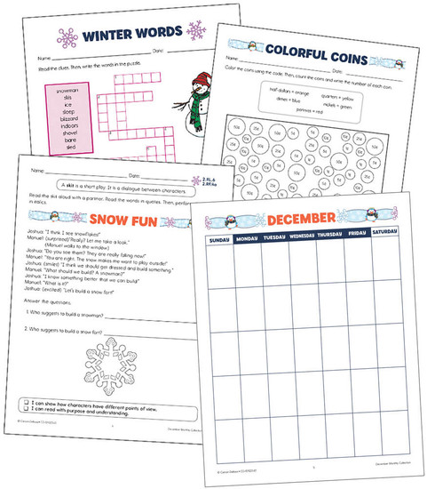 December Monthly Printable Collection Grade 2