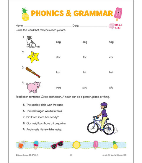 June and July Monthly Printable Collection Grade 2
