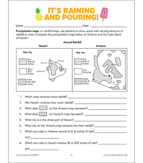 June and July Monthly Printable Collection Grade 4