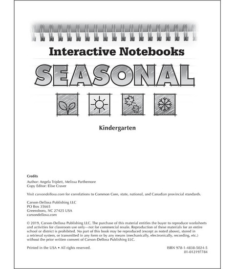 Grade K Interactive Notebooks: Seasonal Resource Book eBook (PDF)
