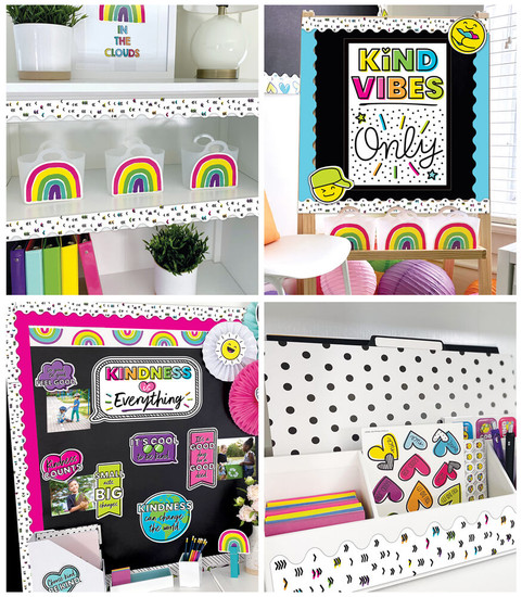 Rainbow Doodles Scalloped Bulletin Board Borders 39'