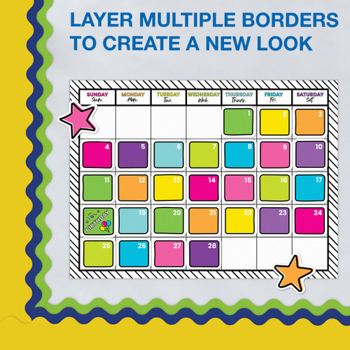65' Yellow Rolled Scalloped Bulletin Board Borders 65'
