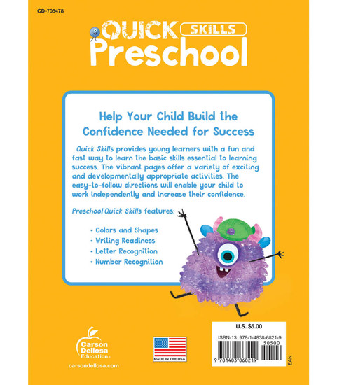Grade PK-l Quick Skills: Preschool Workbook Paperback