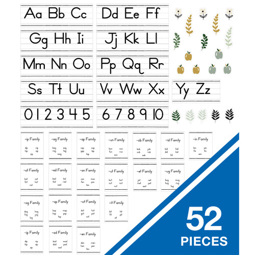 Grade PK-2 Farmhouse Alphabet Line: Manuscript Bulletin Board Set