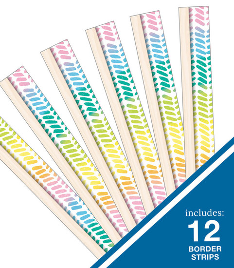 Watercolor Chevron Straight Bulletin Board Borders 36'
