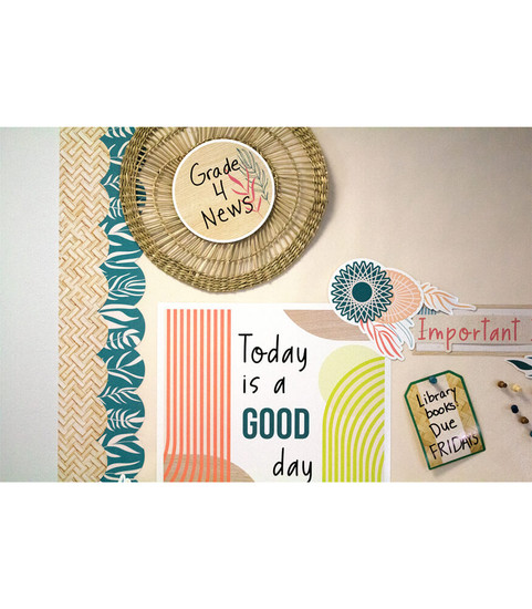Teal with Leaves Scalloped Bulletin Board Borders 39'