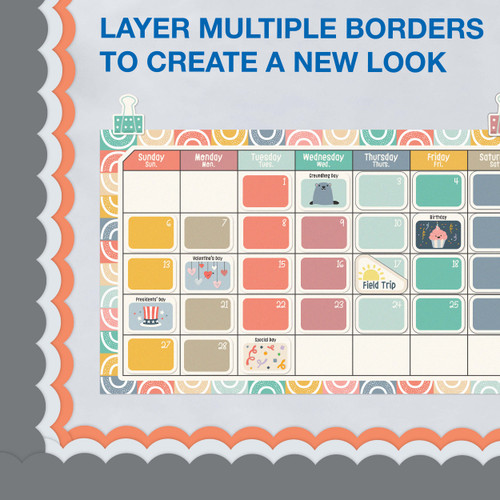 65' Steel Gray Rolled Scalloped Bulletin Board Borders 65'