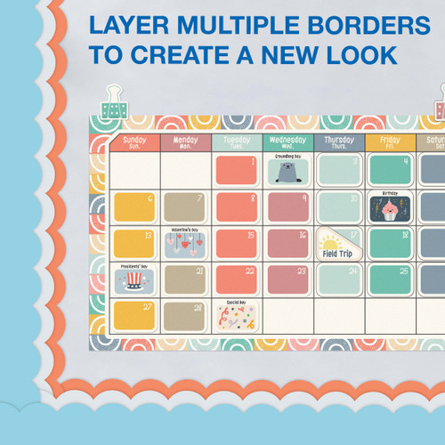65' Sky Blue Rolled Scalloped Bulletin Board Borders
