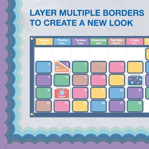 65' Boho Blues 5 Pack Rolled Bulletin Board Border Set 65'