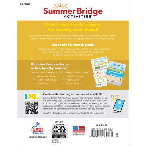Grade 3-4 Summer Bridge Activities Workbook Paperback