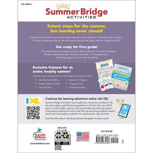 Grade K-1 Summer Bridge Activities Workbook Paperback