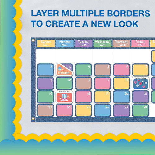 65' IXL Teal Gradient Scalloped Bulletin Board Borders 65'