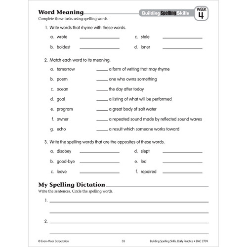 Grade 5 Building Spelling Skills, Teacher Resource Book Paperback