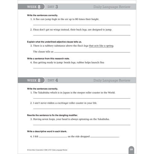 Grade 7 Daily Language Review, Teacher Resource Book Paperback