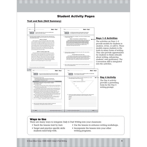 Grade 8 Daily 6-Trait Writing, Teacher Resource Book Paperback