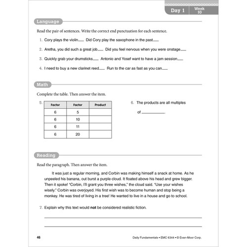 Grade 4 Daily Fundamentals, Student 5-Pack Workbook Bundle Paperback