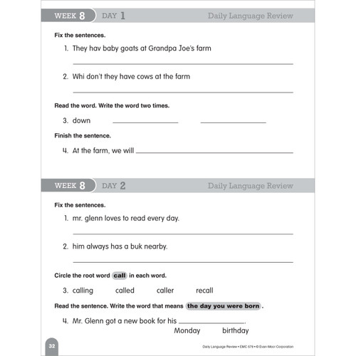 Grade 1 Daily Language Review, Student Workbook Paperback