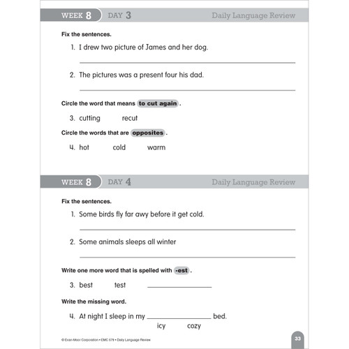 Grade 1 Daily Language Review, Student Workbook Paperback