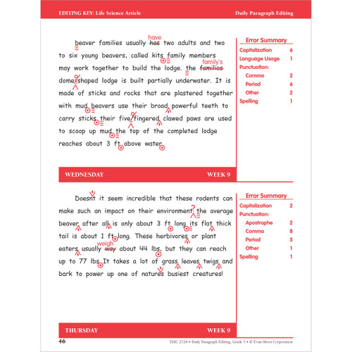 Grade 5 Daily Paragraph Editing, Teacher Resource Book Paperback